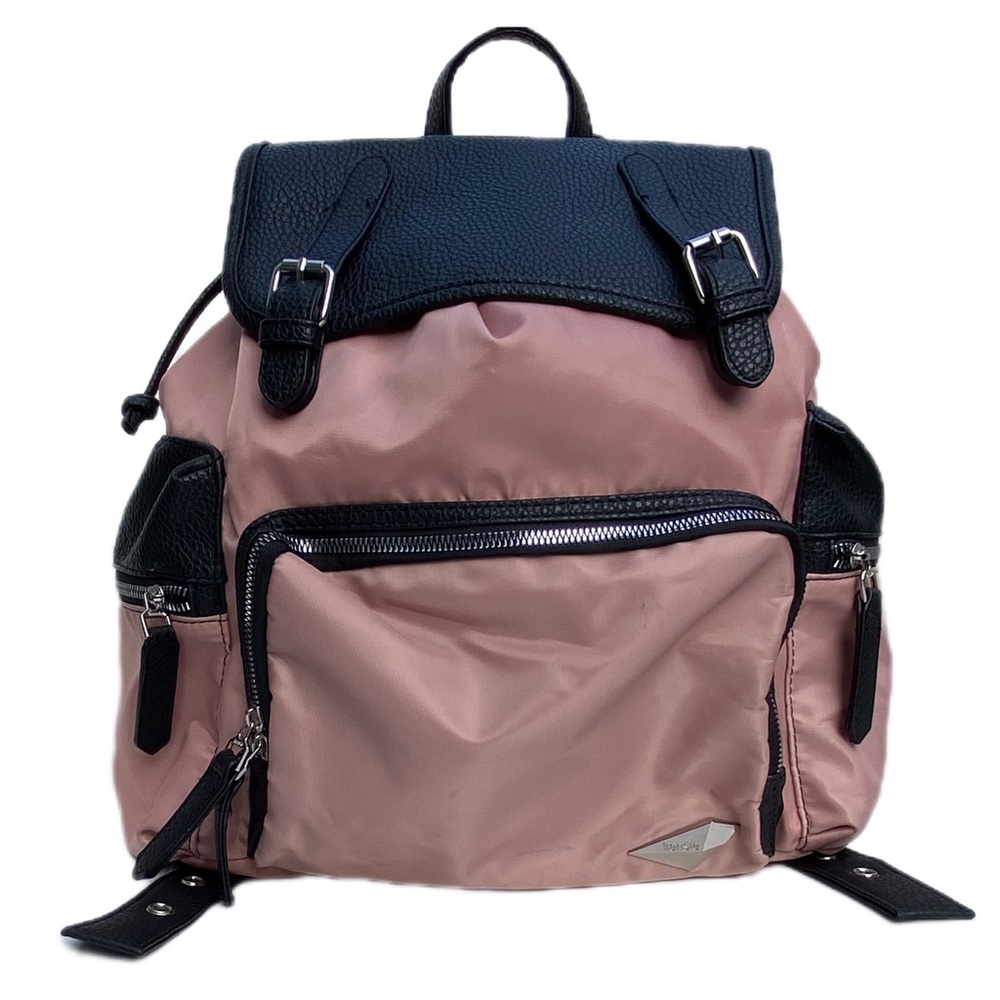 Kenzie Pink Satin And Black Backpack - Gem